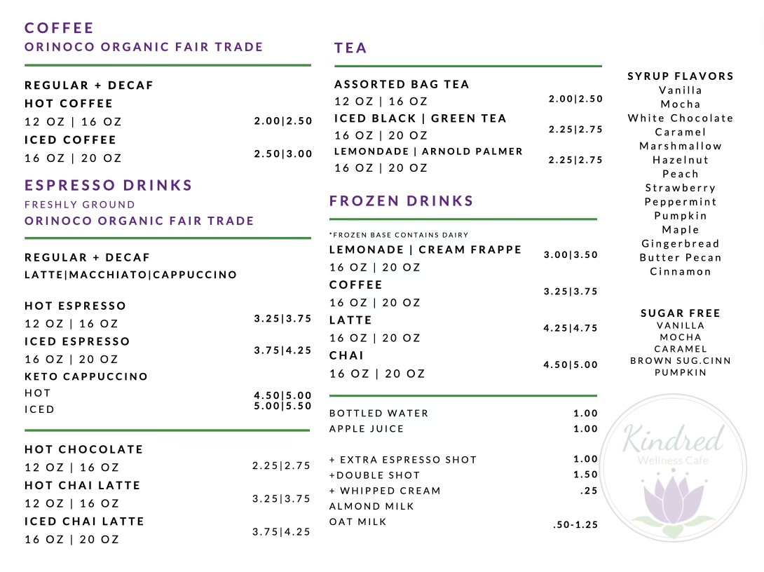 Cafe – Kindred Wellness Cafe